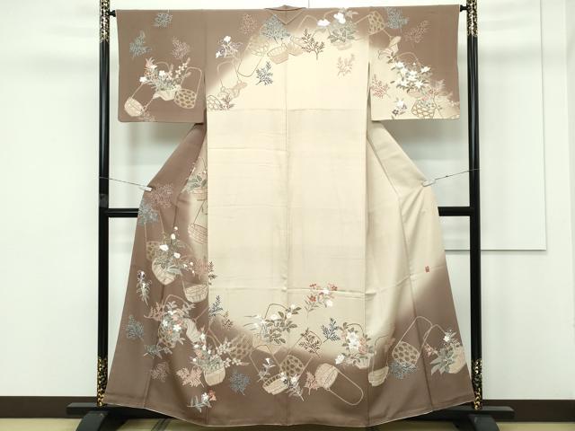 平和屋着物■極上　京友禅工芸作家　小宮山彌一　訪問着　花籠文　暈し染め　逸品　CZAA3984s5