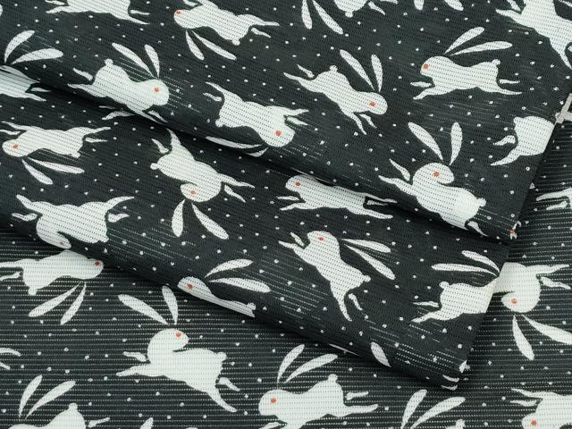 平和屋着物■極上　夏物　小紋　絽　跳び兎　黒地　洗える着物　逸品　CZAA3998s5