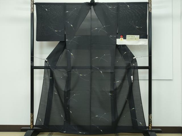 平和屋着物■極上　夏物　二代目　川村久太郎　小紋　絽　京友禅　蛍　露芝文　愛染　黒地　証紙付き　逸品　未使用　CZAA3999s5