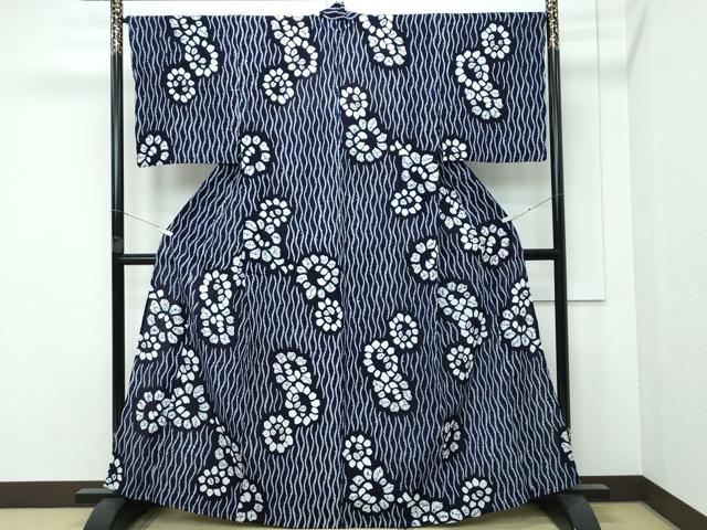 平和屋着物■極上　夏物　浴衣　有松鳴海絞り　立涌花文　綿　逸品　CZAA4003s5