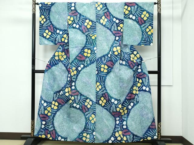 平和屋着物■極上　夏物　浴衣　有松鳴海絞り　流水草花文　綿　逸品　CZAA4007s5