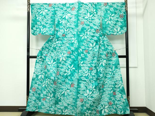 平和屋着物■極上　夏物　浴衣　有松鳴海絞り　草花文　綿　逸品　CZAA4013s5