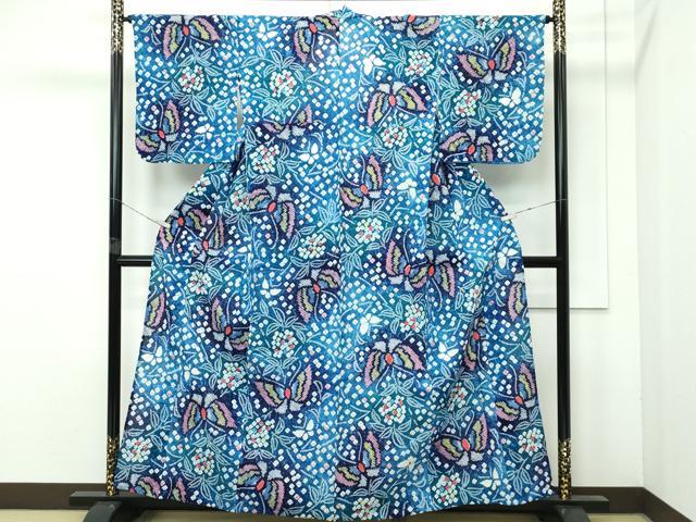 平和屋着物■極上　夏物　浴衣　有松鳴海絞り　舞蝶文　綿　逸品　CZAA4014s5