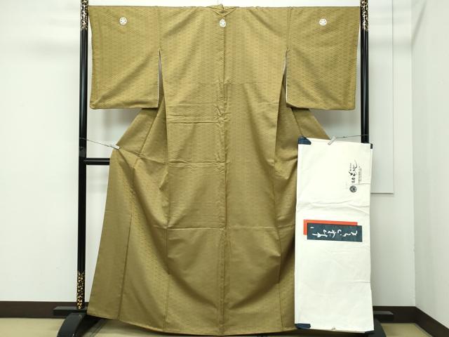 平和屋本店■極上　銀座もとじ　お召　梅幸茶色　花菱文　たとう紙付き　逸品　CZAA4020s5