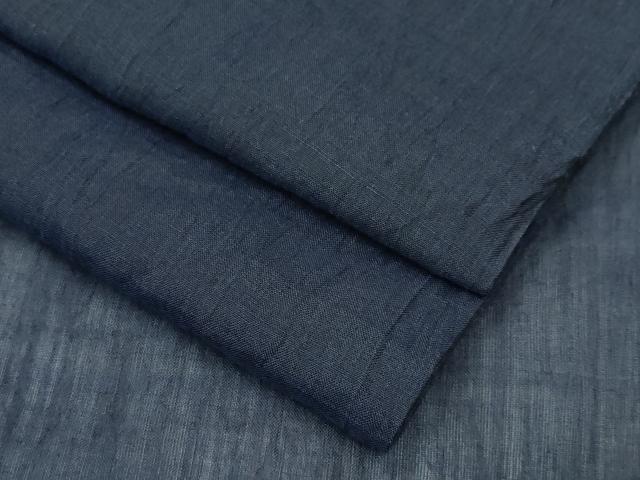 平和屋着物■極上　男性　夏物　本場小千谷ちぢみ　色無地　藍鉄色　麻　逸品　CZAA4029s5