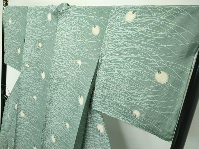 平和屋着物□極上 夏物 小紋 絽 蛍暈し 蛍芝草文 老竹