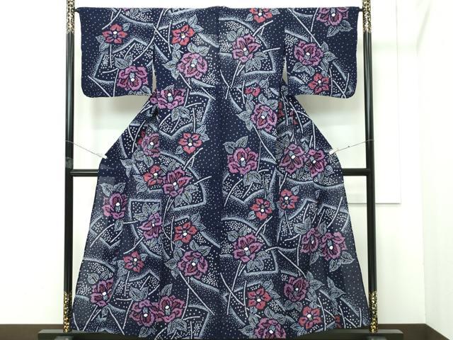 平和屋着物■極上　夏物　浴衣　有松鳴海絞り　地紙花文　綿　逸品　未使用　CZAA4058s5