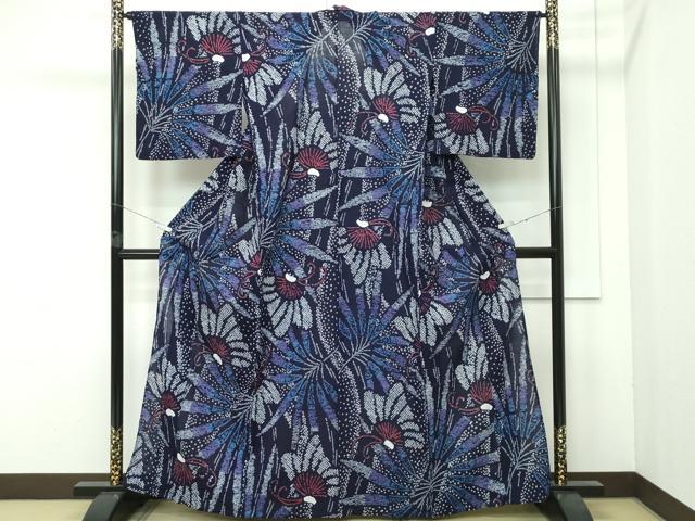 平和屋着物■極上　夏物　浴衣　有松鳴海絞り　花蝶文　綿　逸品　CZAA4059s5