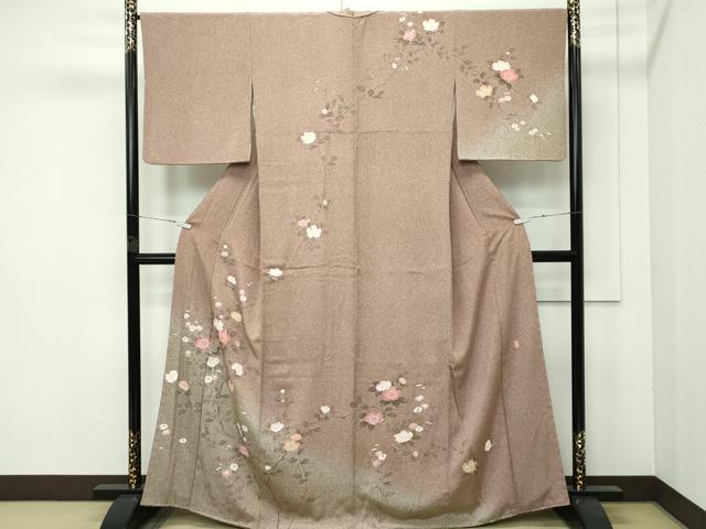 平和屋着物■極上　訪問着　友禅　作家物　枝花文　たたき染め　逸品　CZAA4068s5