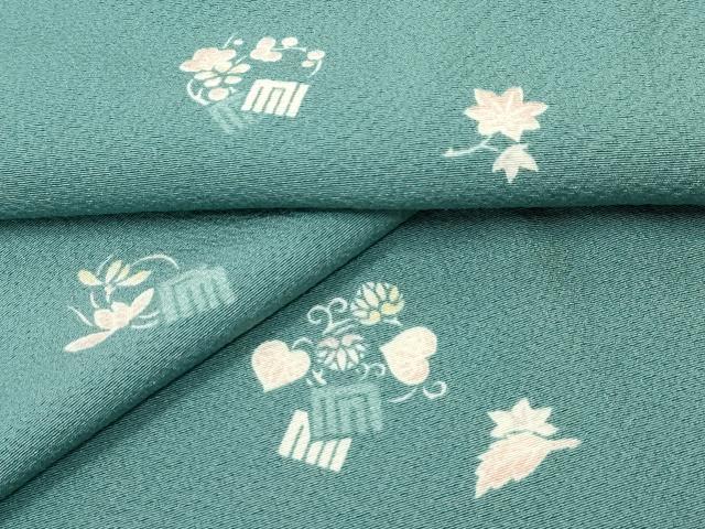 平和屋着物■極上　小紋　源氏香草花文　青磁色地　逸品　未使用　CZAA4070s5