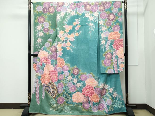 平和屋本店■極上　名門　藤娘きぬたや・総絞り　振袖　花車文　逸品　CZAA4091s5