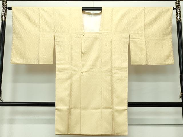 平和屋着物■極上　黄金糸　道行コート　ロング丈　お召地　七宝花地紋　ポケット口付き　逸品　CZAA4106s5