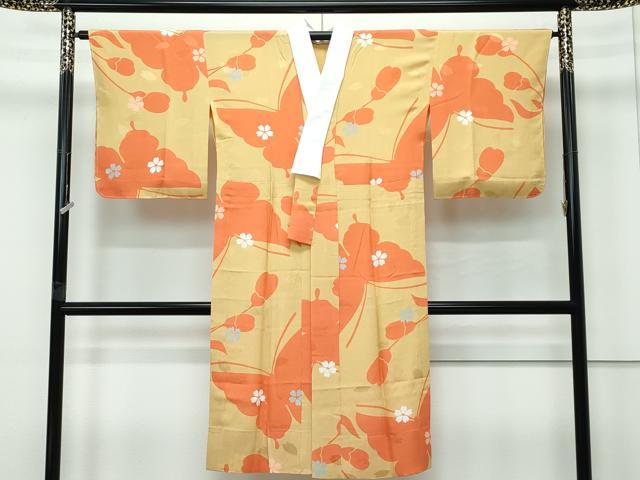 平和屋着物■上質な長襦袢　無双仕立て　花蝶文　桑染色地　逸品　未使用　CZAA4110s5