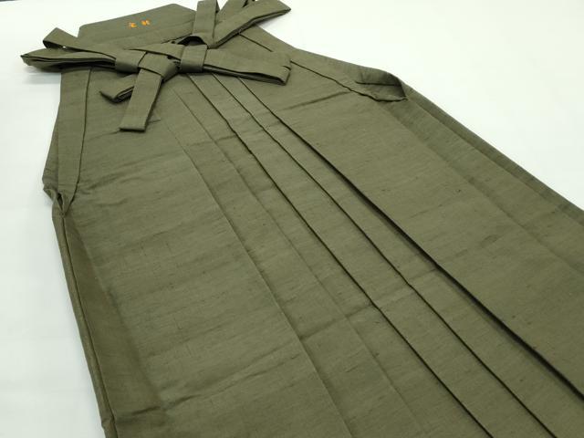 平和屋着物■極上　男性　馬乗り袴　紬地　色無地　海松色　逸品　CZAA4120s5