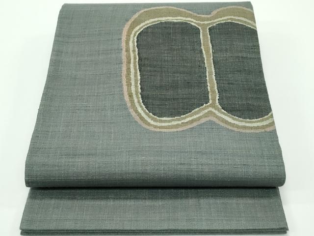 平和屋着物■極上　西陣　川島織物　太鼓柄袋帯　紬地　幾何学文様　金通し地　逸品　未使用　CZAA4122s5