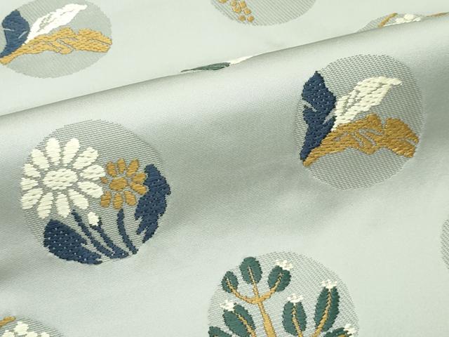 平和屋着物□極上 西陣 川島織物 九寸名古屋帯 唐織 草花丸文 柳