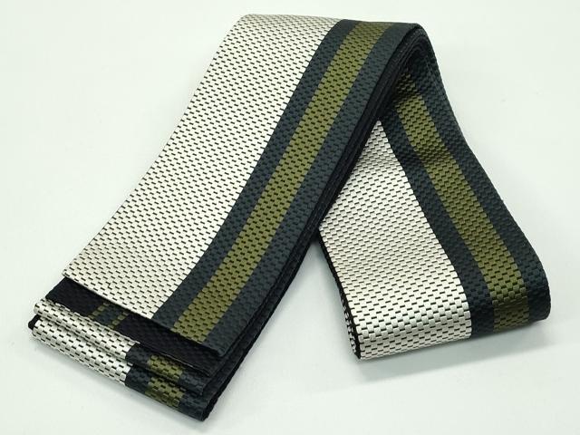 平和屋着物■極上　男性　本場筑前博多織　両面　角帯　間道　逸品　未使用　CZAA4199s5