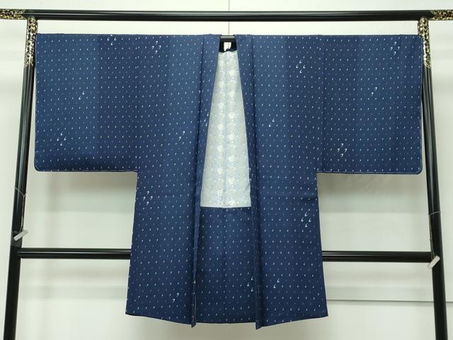 平和屋着物■極上　男性　長羽織　幾何学文様　藍鉄色地　逸品　未使用　CZAA4247s5