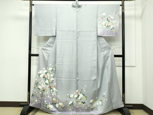 平和屋着物■極上　訪問着　枝椿　暈し染め　蕎麦切色地　逸品　未使用　CZAA4261s5