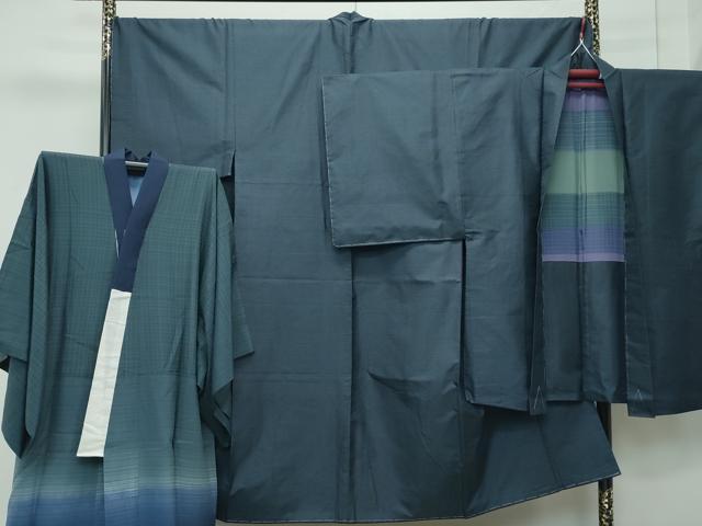 平和屋着物■極上　男性　本場大島紬　アンサンブル・長襦袢セット　100亀甲　総詰め　逸品　未使用　CZAA4328s5