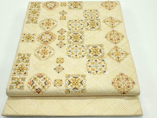 平和屋着物■極上　ひなや工房　くむ・あむ・おる　伊豆蔵明彦　組織　太鼓柄袋帯　総刺繍　正倉院花文　金糸　逸品　CZAA4358s5