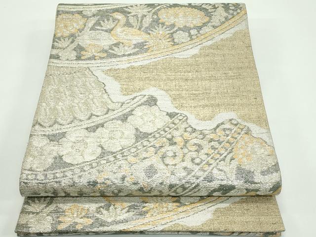 平和屋本店■極上　桝屋高尾　ねん金綴錦　両面　六通柄袋帯　アジャンタ僧窟文　銀糸　逸品　未使用　CZAA4372s5