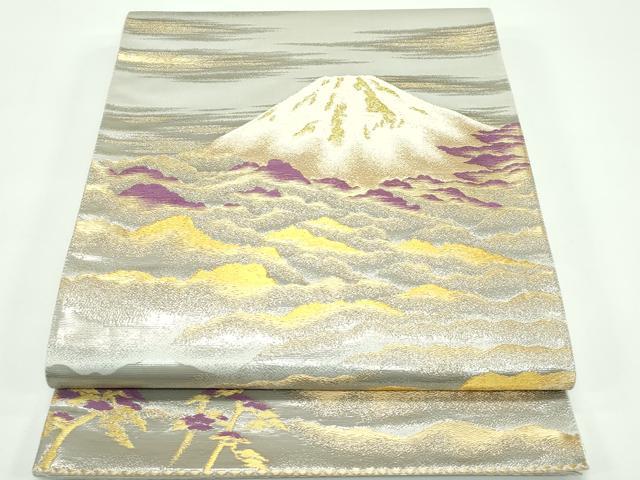 平和屋本店■極上　近代日本画の巨匠　横山大観　京の名門　じゅらく謹製　帝王紫　六通柄袋帯　遠山霞文　プラチナ箔　逸品　CZAA4389s5