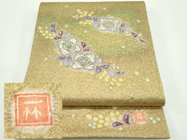 平和屋本店■極上　初代　久保田一竹　太鼓柄袋帯　辻が花　絞り　金通し地　逸品　CZAA4399s5