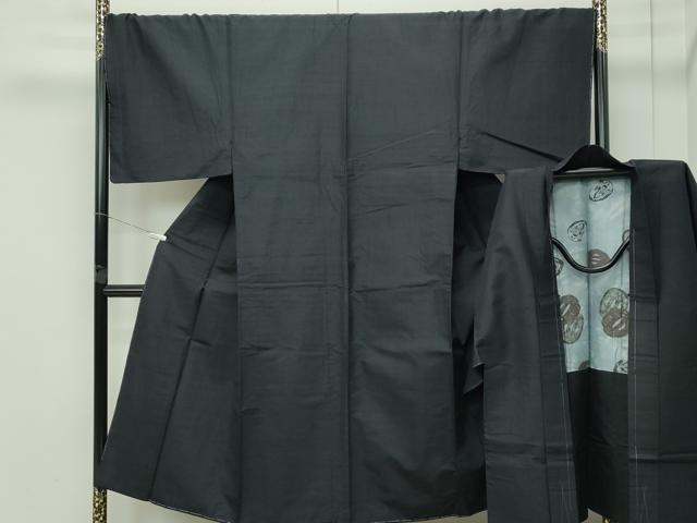 平和屋本店●極上　男性　紬　アンサンブル　キングサイズ　色無地　蝋色　逸品　未使用　CZAA4516s6