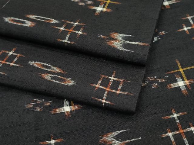 平和屋本店■極上　国指定重要無形文化財　本場久米島紬　単衣　手織　逸品　CZAA4641s6