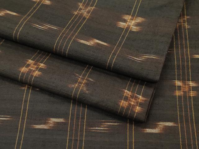 平和屋本店■極上　国指定重要無形文化財　本場久米島紬　手織　逸品　CZAA4642s6