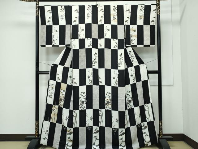 平和屋本店●極上　訪問着　市松草花鹿の子文　金彩　逸品　CZAA4745s6