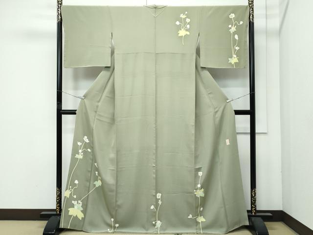 平和屋本店●極上　本加賀友禅作家　由水煌人　訪問着　草花文　油色地　さが美扱い　逸品　未使用　CZAA4777s6