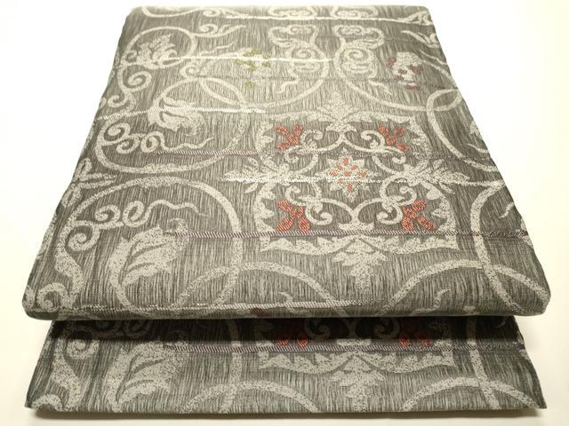 平和屋着物▽全通柄袋帯　スリーシーズン　春夏秋　櫛織　正倉院南天唐草文　正絹　逸品　DAAJ6933fe