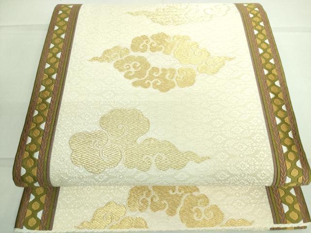 平和屋着物●六通柄袋帯　唐織　雲取り　金糸　正絹　逸品　DAAK4514ic