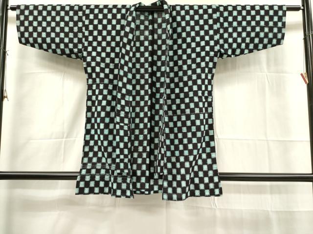 平和屋着物●和装コート　久留米絣　単衣　綿　抽象文様　逸品　DAAK9316cm