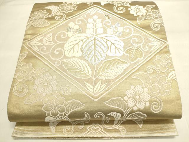 平和屋着物◎六通柄袋帯 唐織 花菱文 金糸 正絹 逸品 未使用