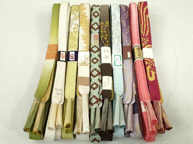 平和屋着物●和装小物　帯締め10本　高麗組　唐組　笹浪組　手ぐみ　金糸　逸品　未使用　DAAM7918qa