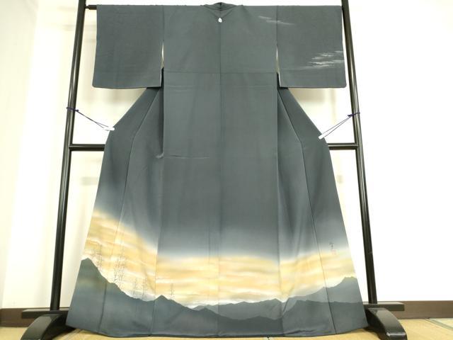 平和屋着物●水嶋征夫　訪問着　樹林文　暈し染め　正絹　逸品　DAAN1230az