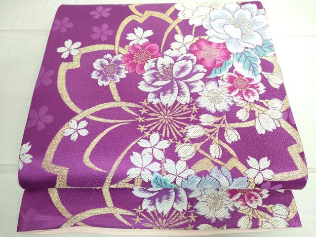 平和屋着物●六通柄袋帯　舞桜　金銀糸　正絹　逸品　DAAP1623ic