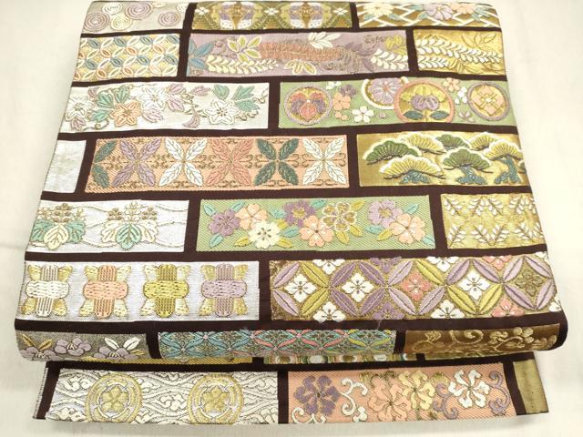 平和屋着物●六通柄袋帯　唐織　秀宝鬘小袖文　金銀糸　正絹　逸品　DAAP1753ic