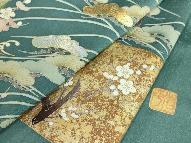 平和屋着物●金彩友禅作家　金彩の魔術師　堀省平　金煌織　色留袖　色紙花文　金彩　正絹　逸品　DAAP1902ic