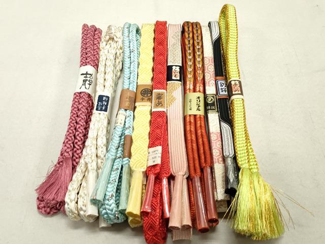 平和屋着物●和装小物　帯締め10本　佐賀錦　手組紐　くみひも　金糸　逸品　未使用　DAAP5118by