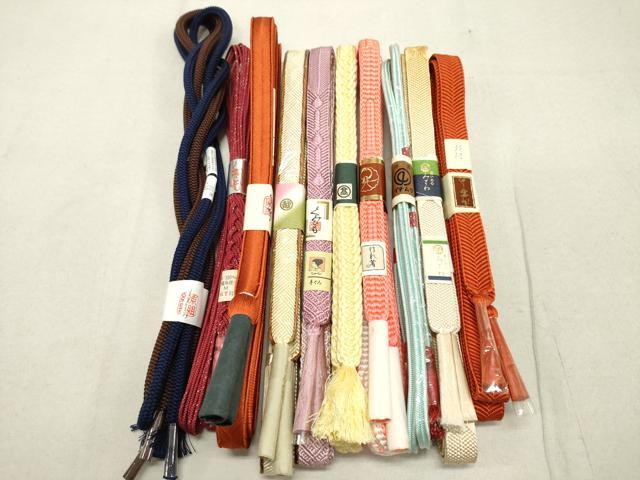 平和屋着物●和装小物　帯締め10本　笹浪組　京組紐　手ぐみ　銀糸　三越・高島屋扱い　長尺あり　逸品　未使用　DAAP5136by