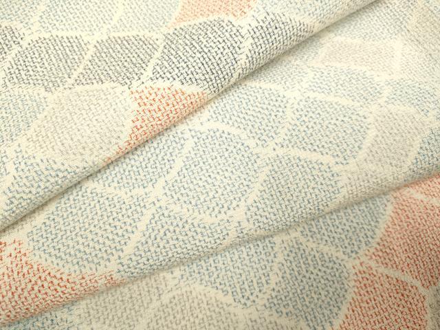 平和屋着物▽本塩沢　単衣　変わり格子　正絹　逸品　DAAP7380du