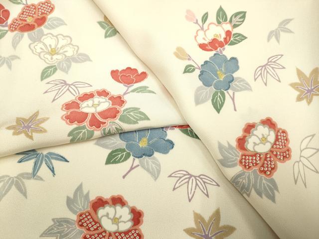 平和屋着物▽上質な小紋　単衣　草花文　正絹　逸品　DAAP7383du