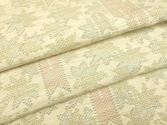 平和屋着物▽上質な紬　単衣　矢羽舞花文　正絹　逸品　DAAP7387du