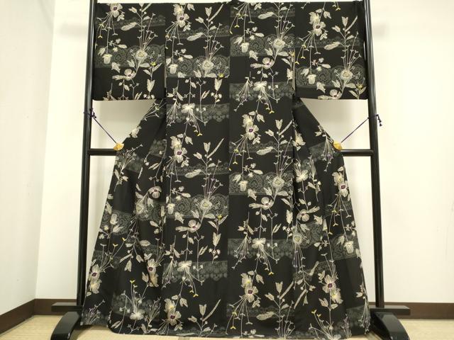 平和屋着物▽小紋　単衣　洋花文　やまと誂製　洗える着物　DAAP7389du