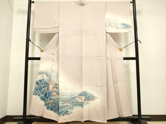 平和屋着物▽訪問着　単衣　手描き　風景文　暈し染め　正絹　逸品　DAAP7423du