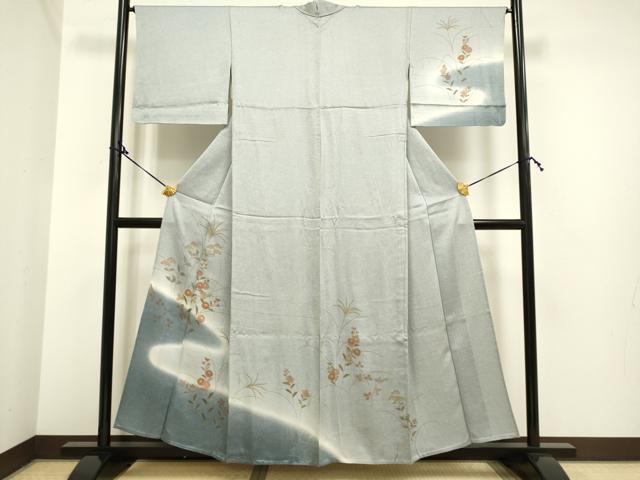 平和屋着物▽訪問着　単衣　草花文　暈し染め　正絹　逸品　DAAP7424du